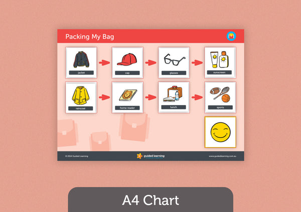 Guided Learning - Packing My Bag Routine Chart For Kids